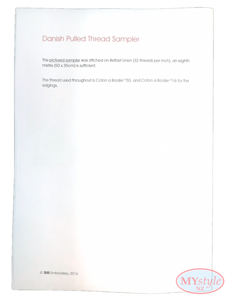 JC Embroidery, Danish Pulled Thread Sampler – MYstyle nz